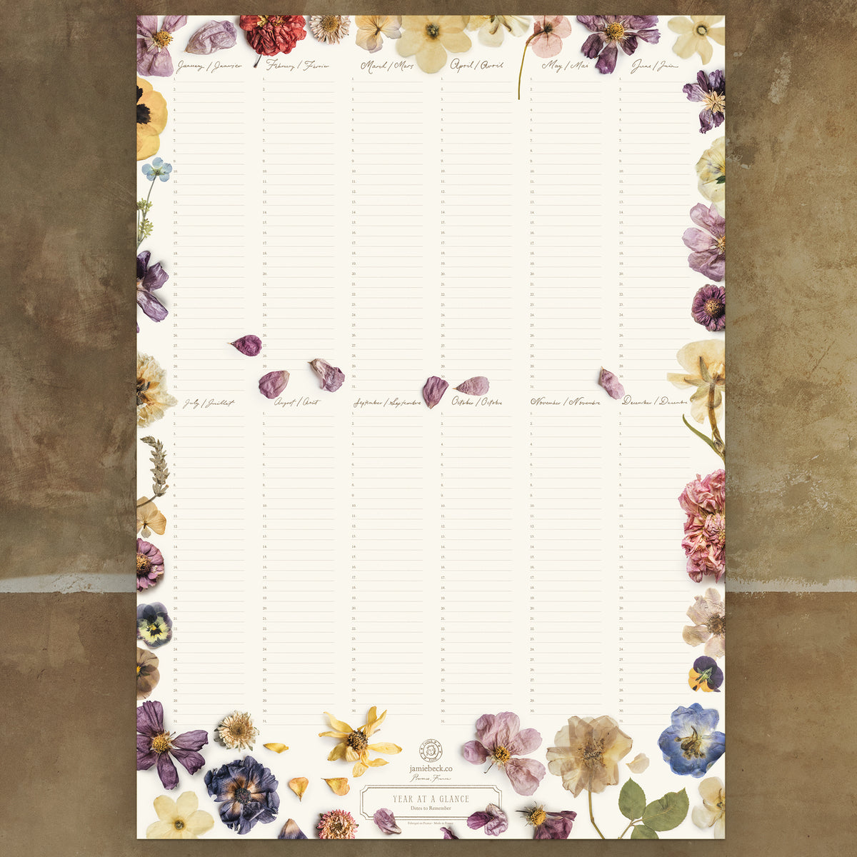 Year at a Glance Poster – Jamie Beck